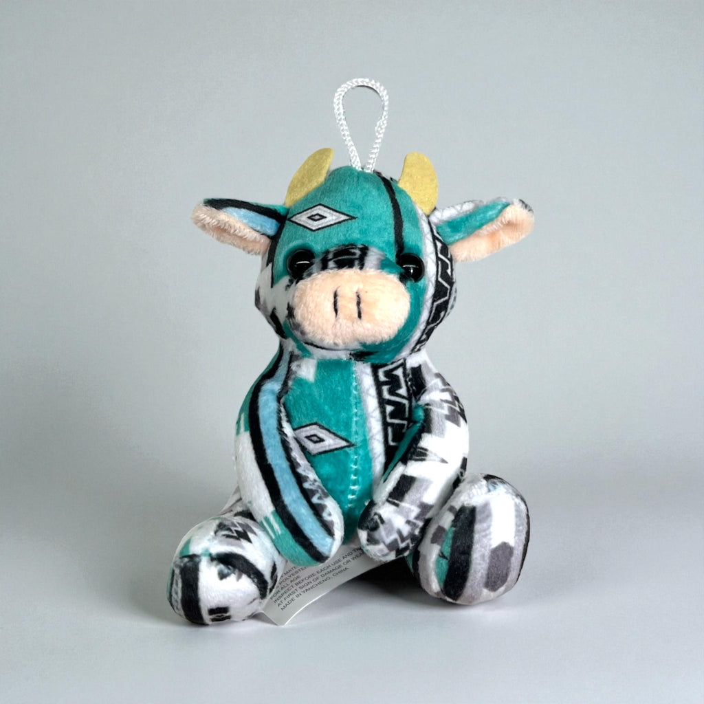 Mini farm pal- green Aztec cow – Western Linens