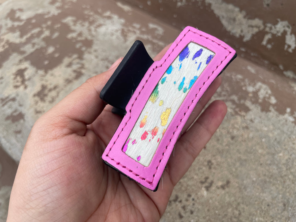 Rainbow Cowhide Tooled Leather Hair Claw Clips 3” – Western Linens