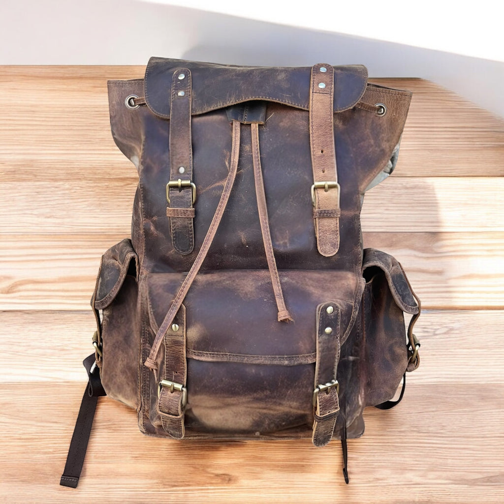 Rustic leather backpack – Western Linens