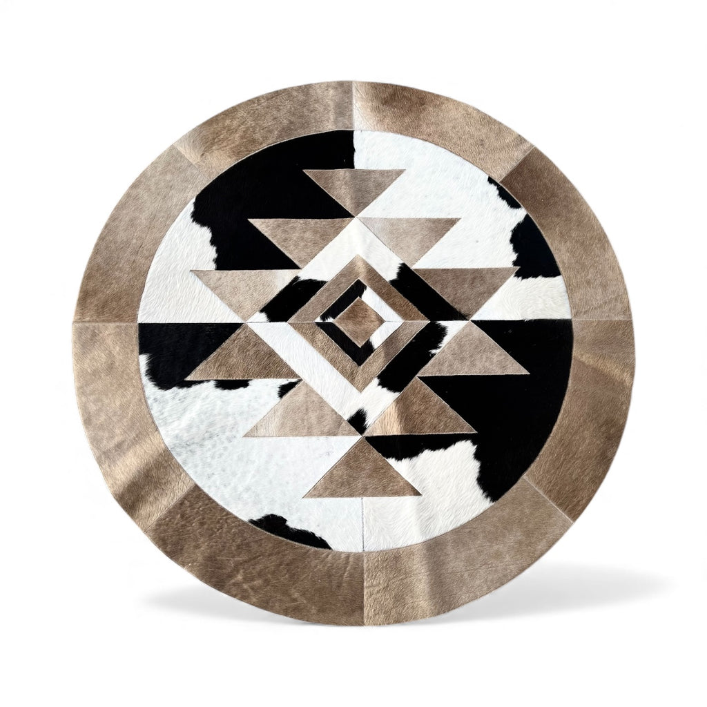 4x4’ Aztec cowhide patchwork rug – Western Linens