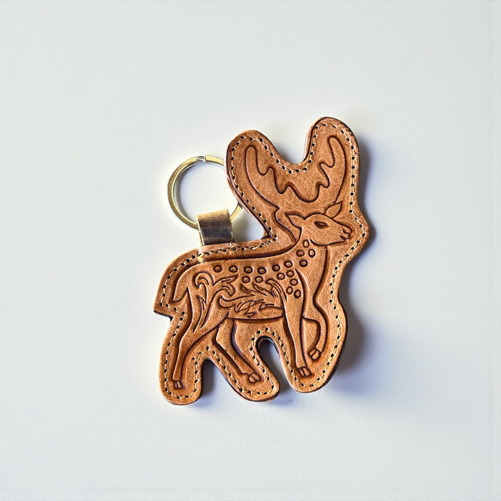 Deer tooled leather Keychain – Western Linens