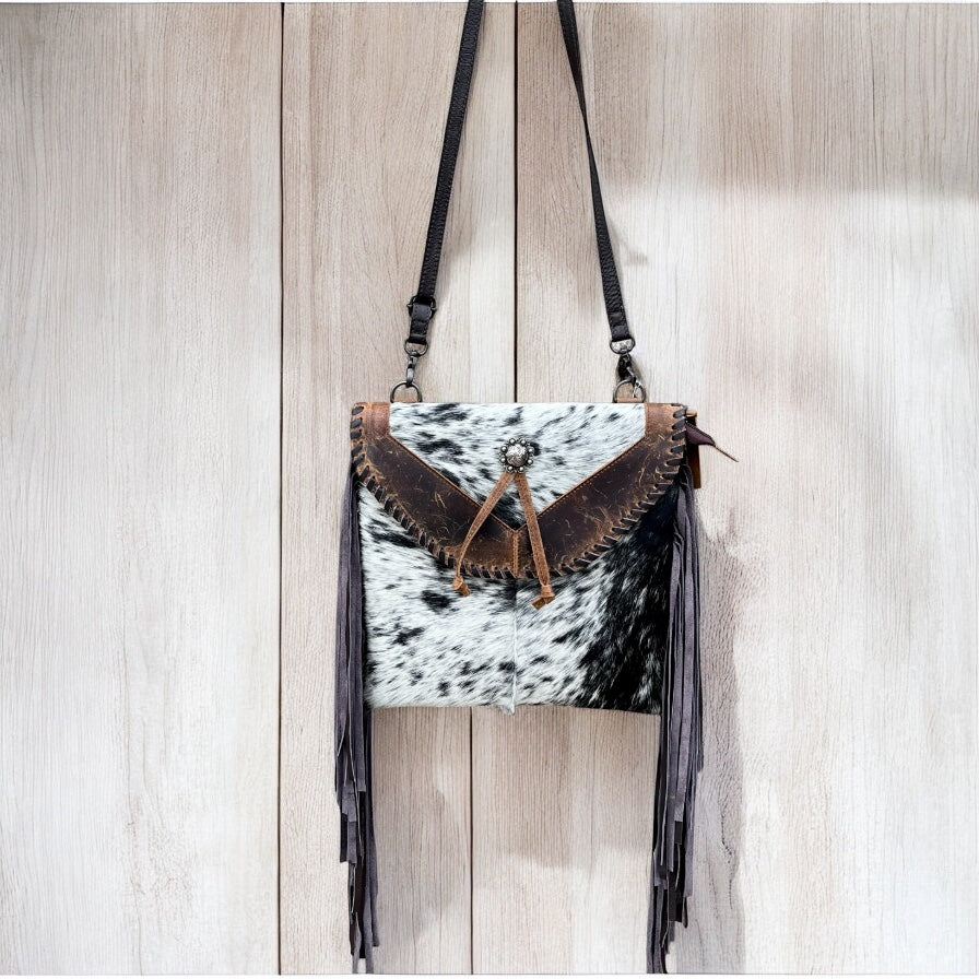 Cowhide leather fringe crossbody bag – Western Linens