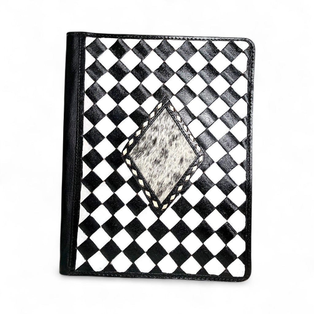 Checkered tooled & cowhide folder – Western Linens
