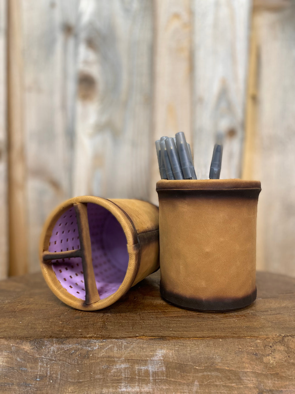 Burn Leather Pencil Holder – Western Linens