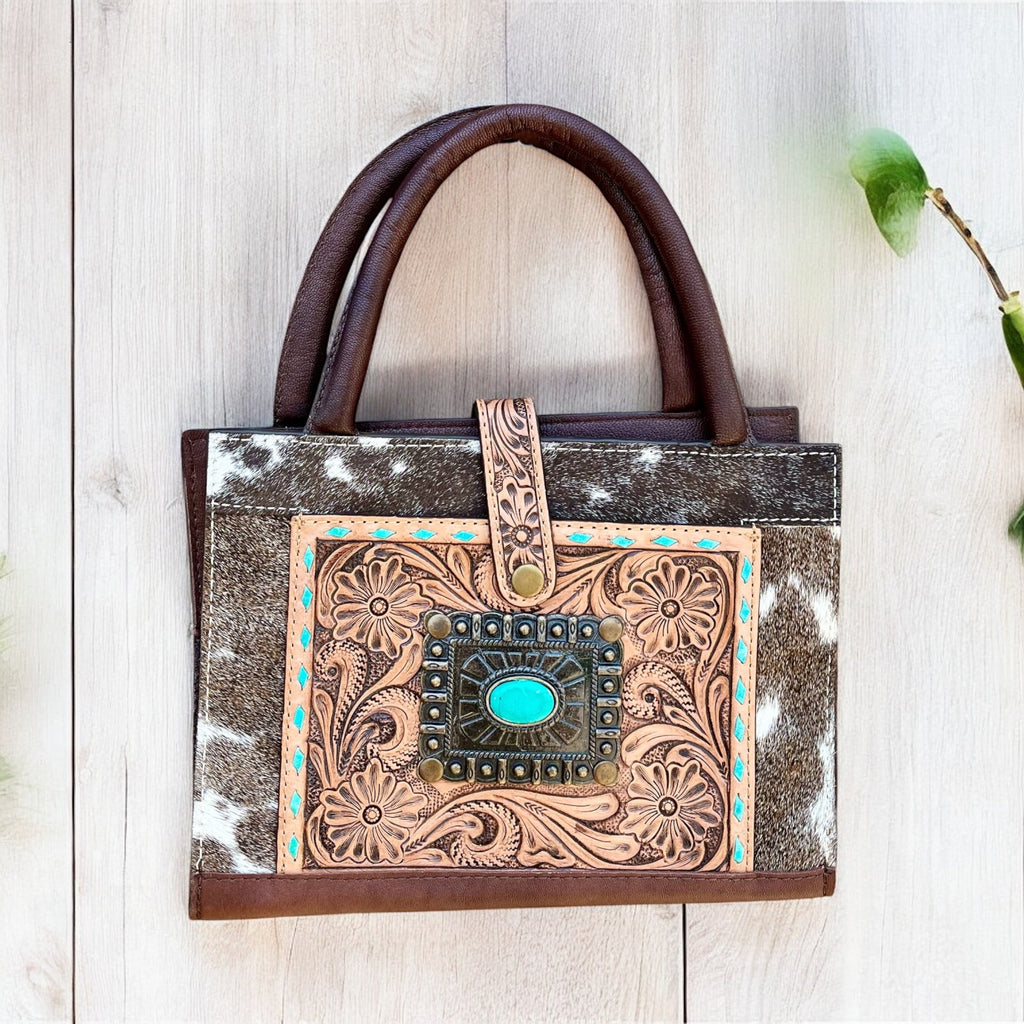 Concho tooled leather & cowhide book cover – Western Linens