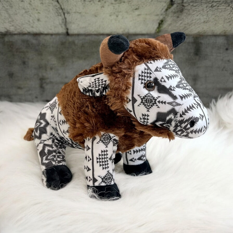Black Aztec plush buffalo-medium farm pal – Western Linens