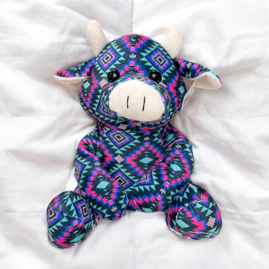 Purple Aztec plush cow-medium farm pal – Western Linens