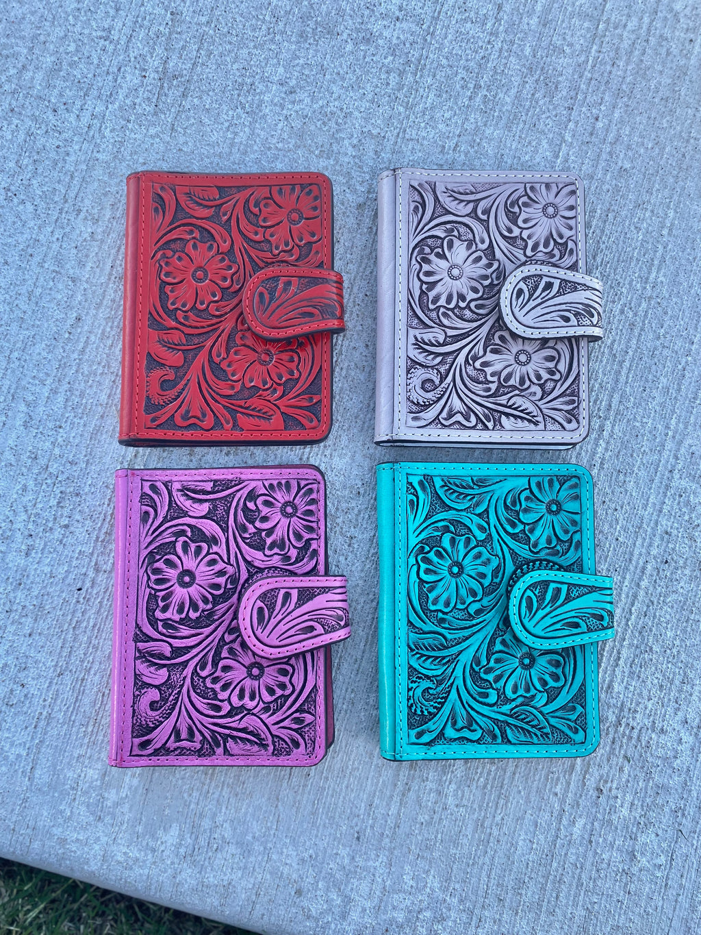 Red Floral Tooled Leather Passport Cover – Western Linens