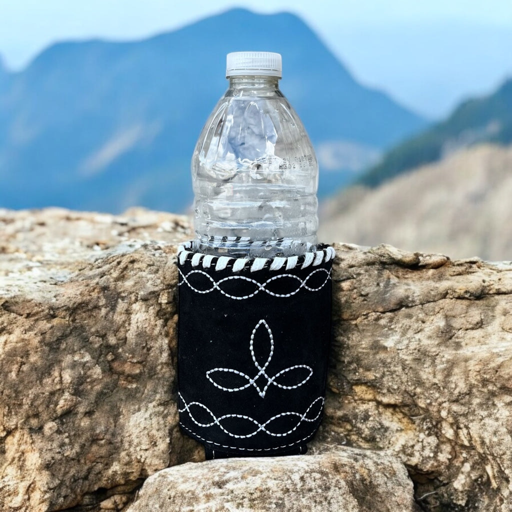 Black suede BootStitch Koozie – Western Linens
