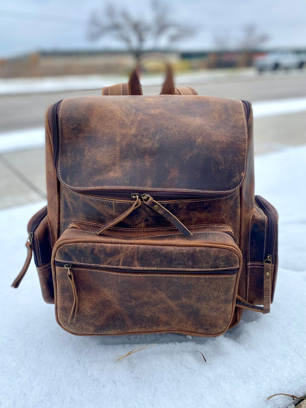 Vintage Rustic Leather Backpack – Western Linens