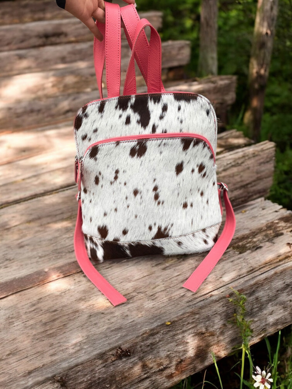 Pink Cowhide Mini Backpack – Western Linens