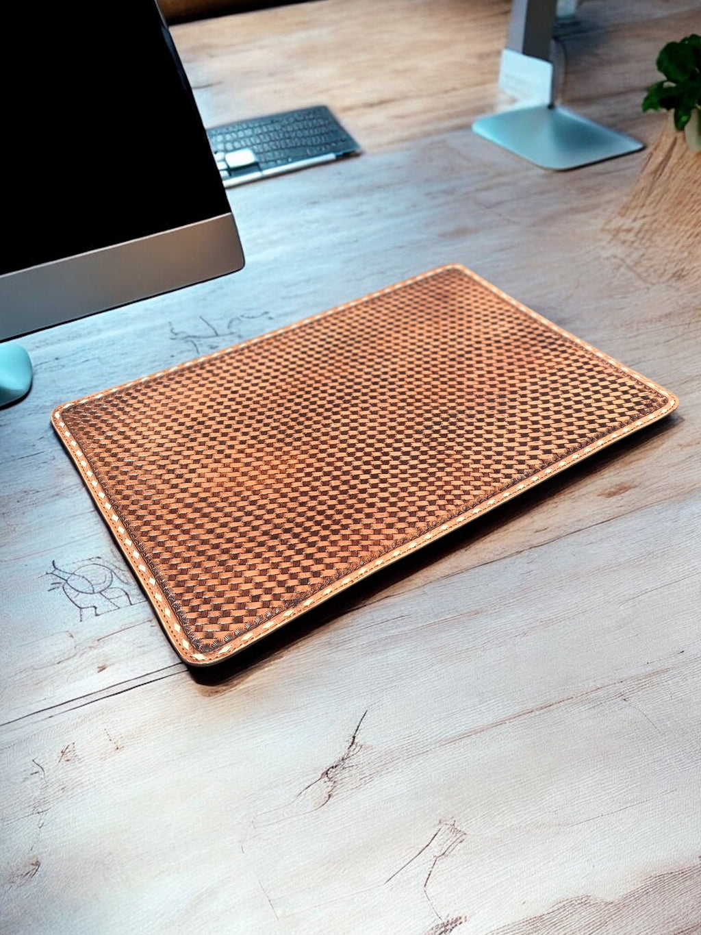 Tooled Leather Desktop Mat – Western Linens