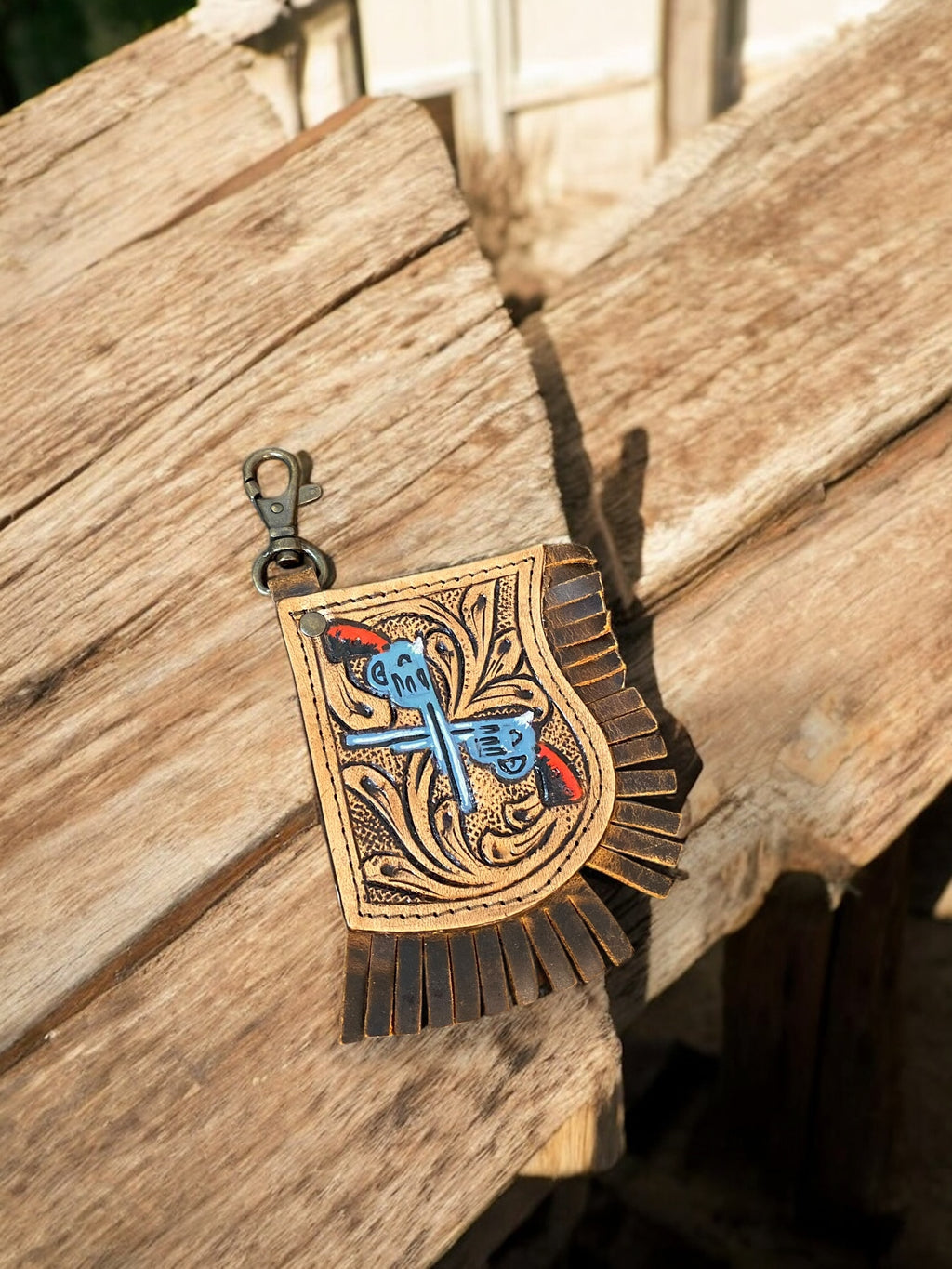 Fringe Tooled Leather Keychain – Western Linens