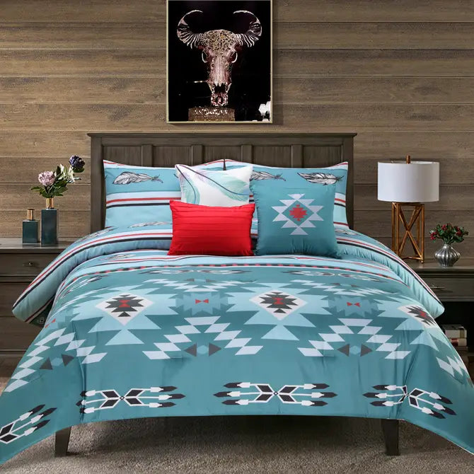 Turquoise Southwest 6pc comforter Set – Western Linens
