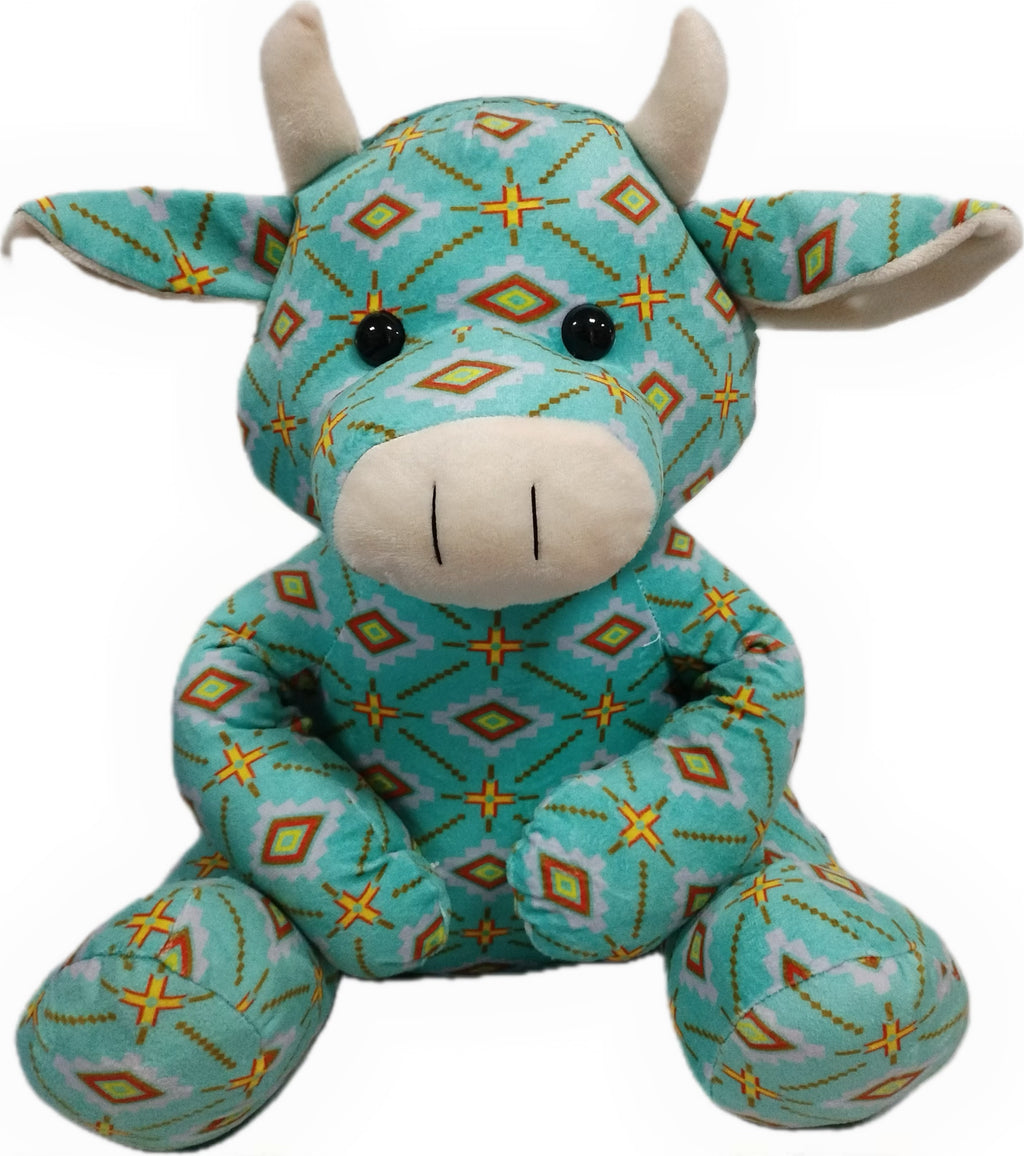 Farm Pal Plush Toy - Turquoise Aztec Cow – Western Linens